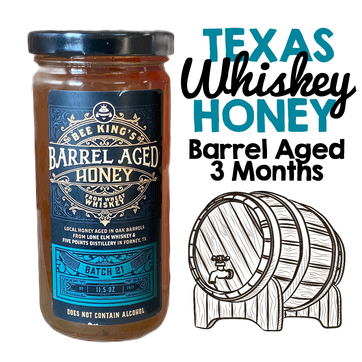 Texas Whiskey Barrel-Aged Honey | Bee King's Honey