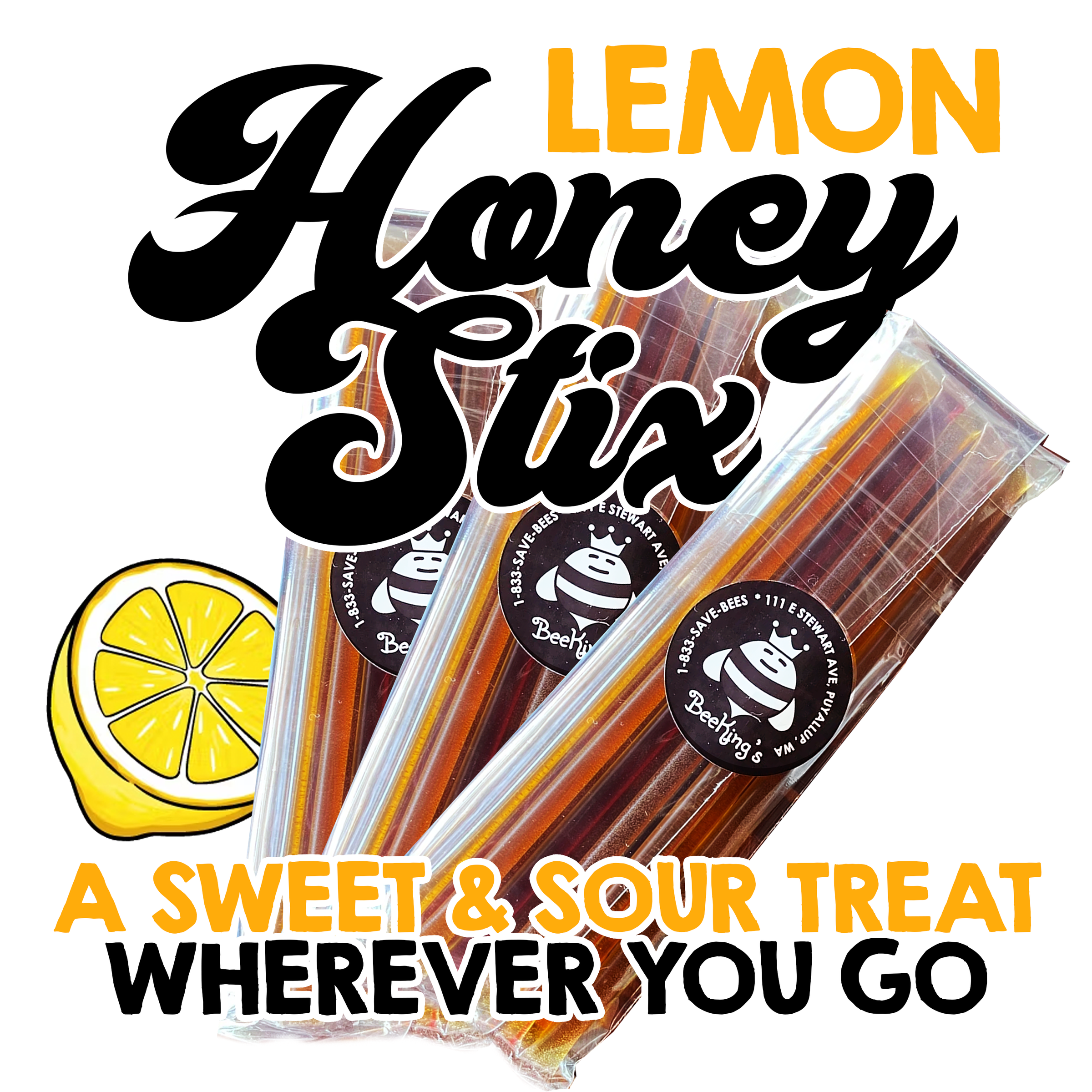 Lemon Honey Sticks - 12 pack | Bee King's Honey