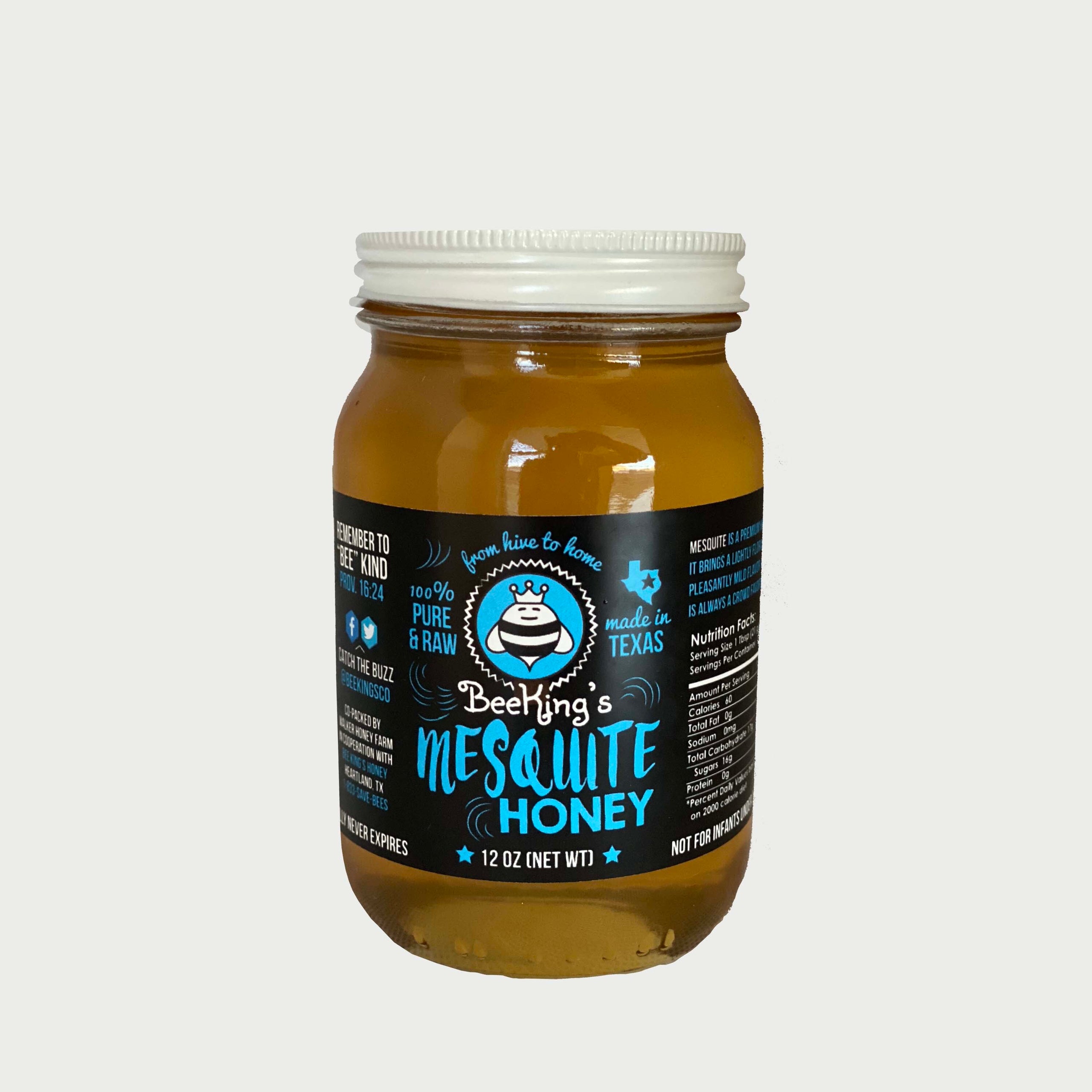 12 oz Jar of BeeKing's Raw Mesquite Honey | Bee King's Honey