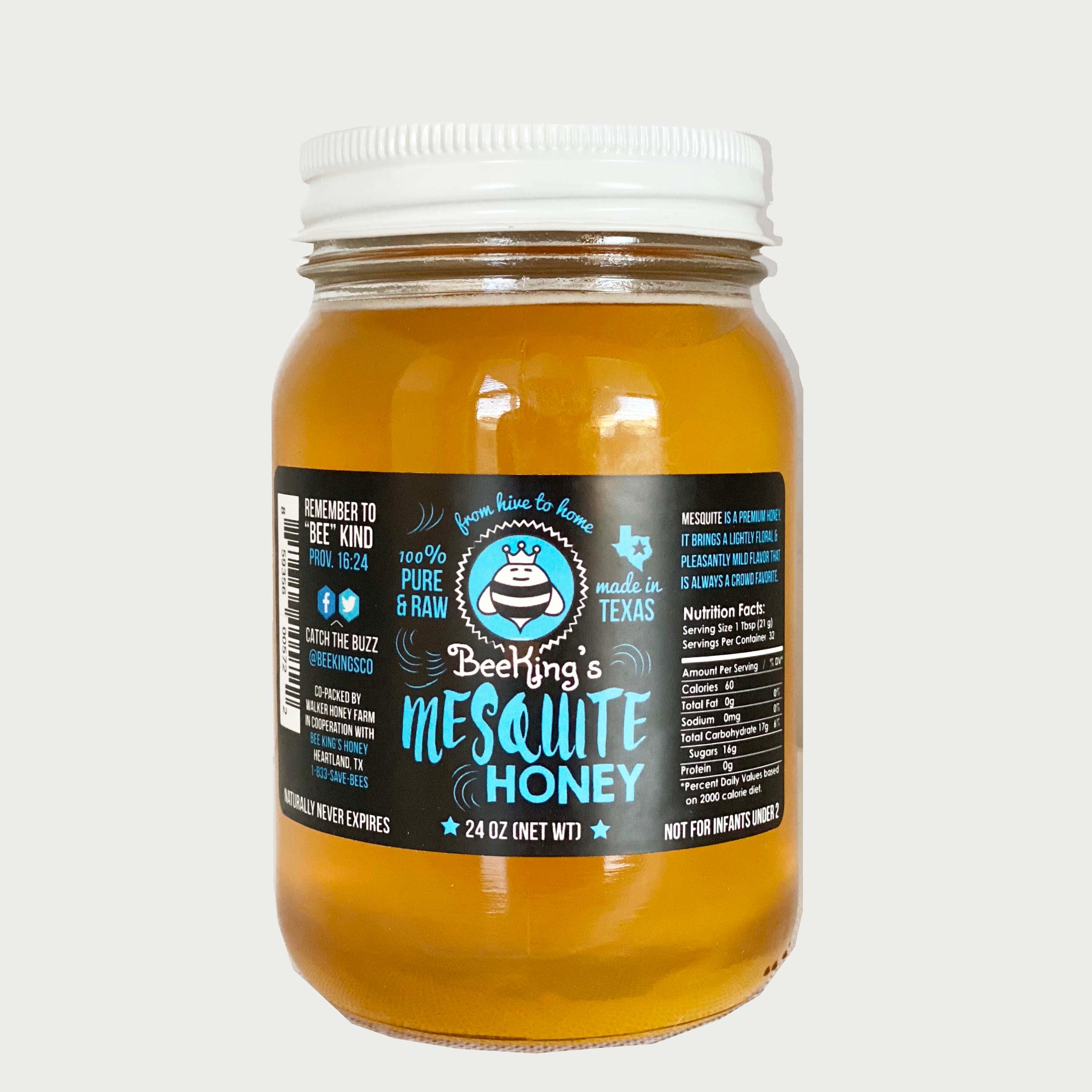 One Pint of BeeKing's Raw Mesquite Honey | Bee King's Honey