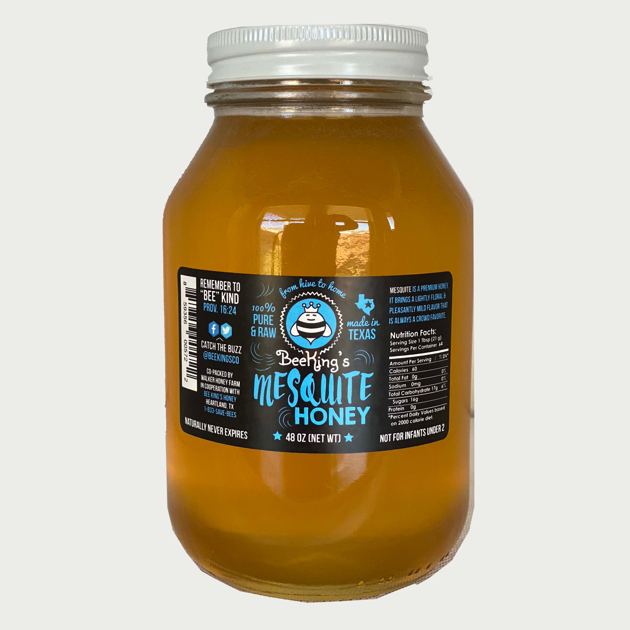 One Quart of BeeKing's Raw Mesquite Honey | Bee King's Honey