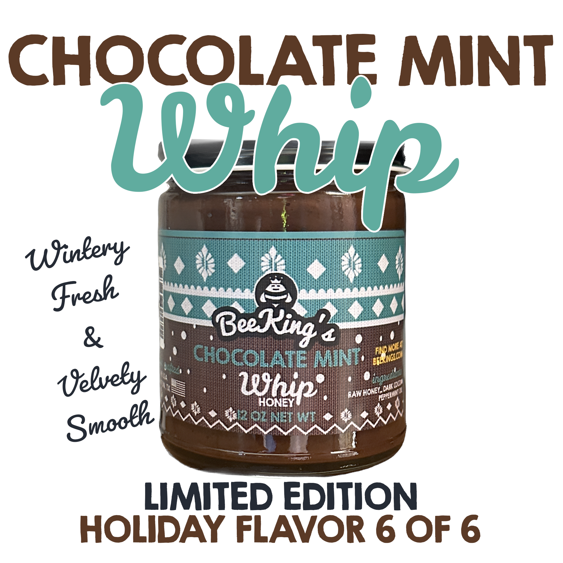 Chocolate Mint Whip Honey - (12 oz) | Bee King's Honey